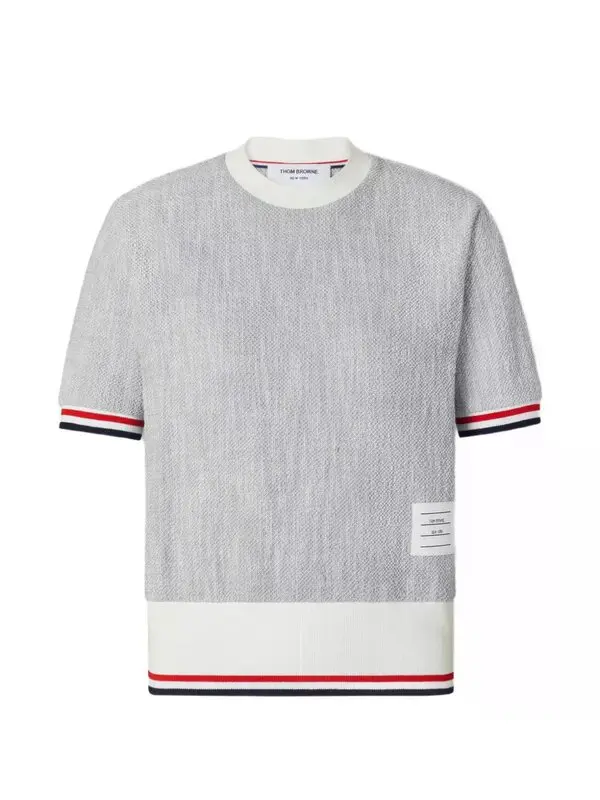 Thom Browne Cotton-tweed Rwb-stripe T-shirt - Grey