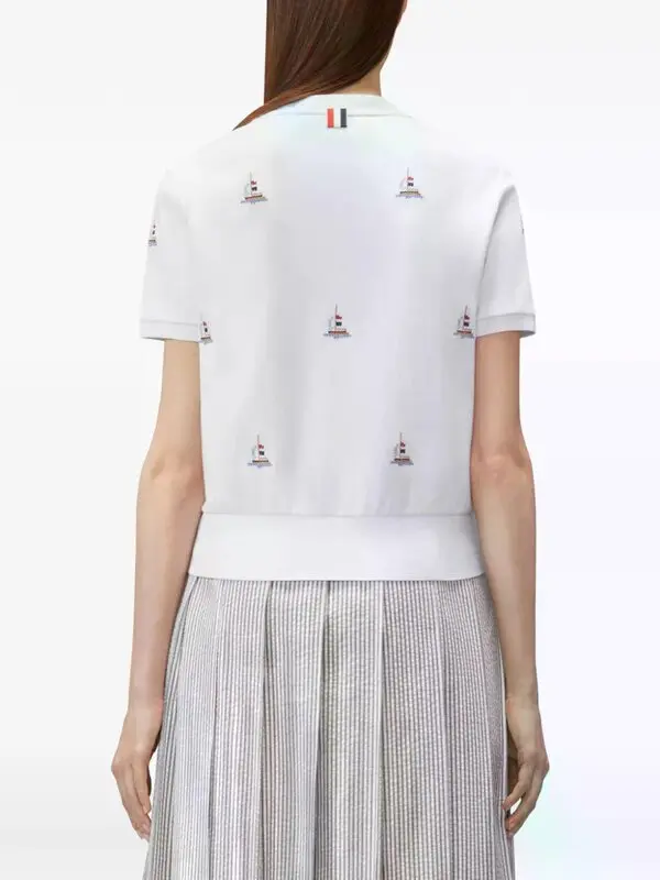 Thom Browne Milano T-shirt With Sailboat Embroidery