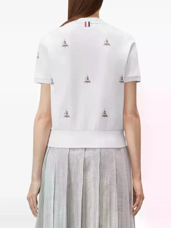 Thom Browne Milano T-shirt With Sailboat Embroidery - White