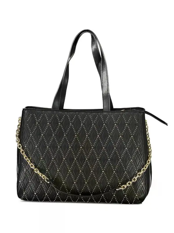 MARIO VALENTINO Diamond Pattern Studded Tote Bag - Black