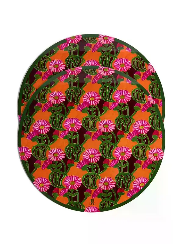 La DoubleJ Floral-print Placemats - Orange