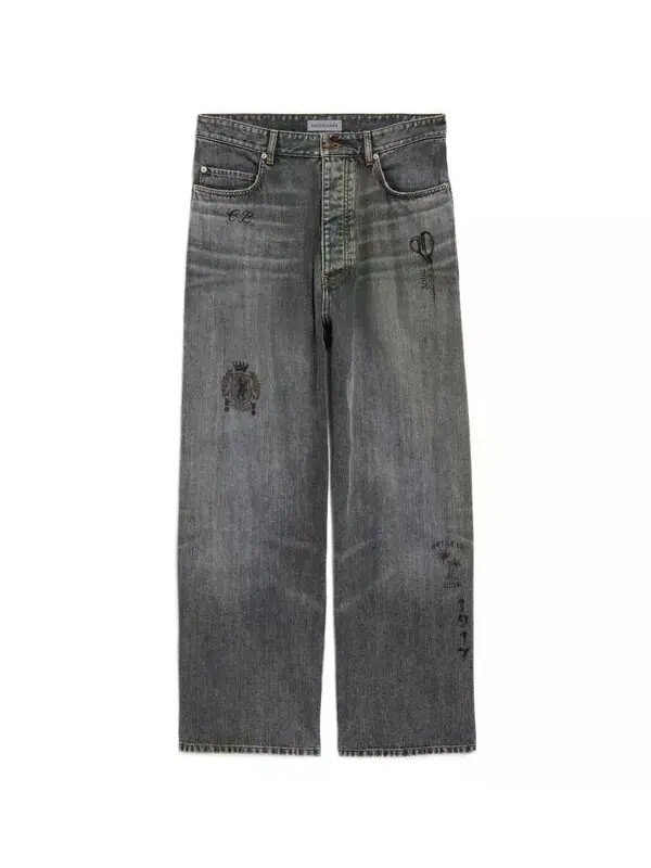 Balenciaga Tattoo Baggy Jeans - Grey