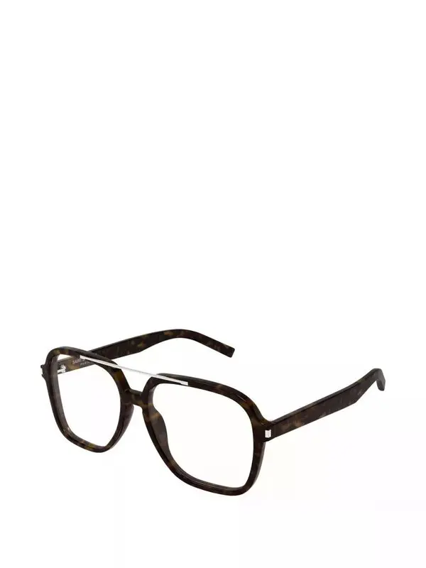 Saint Laurent Tortoiseshell-effect Double-bridge Glasses
