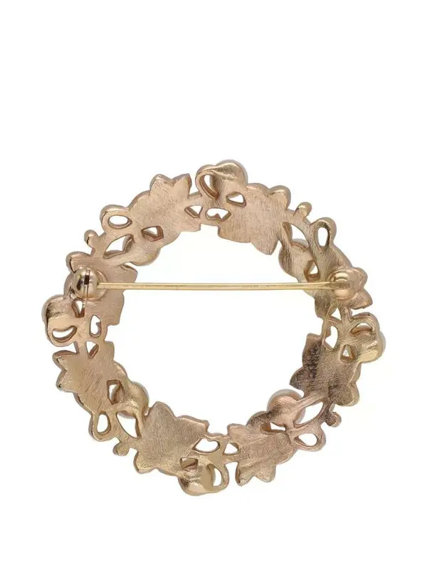 TRIFARI Tone Faux Pearl Leaf Brooch - Gold