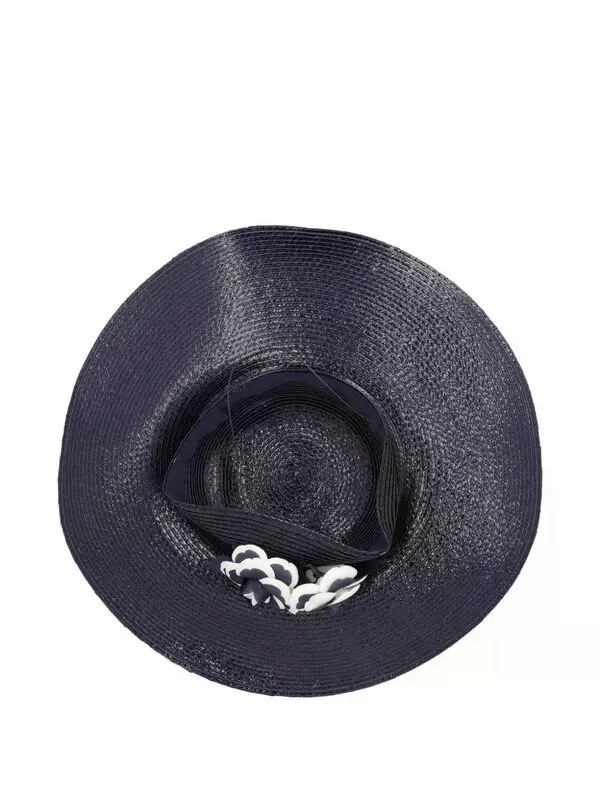 Vintage Floral Appliqué Wide Brim Hat