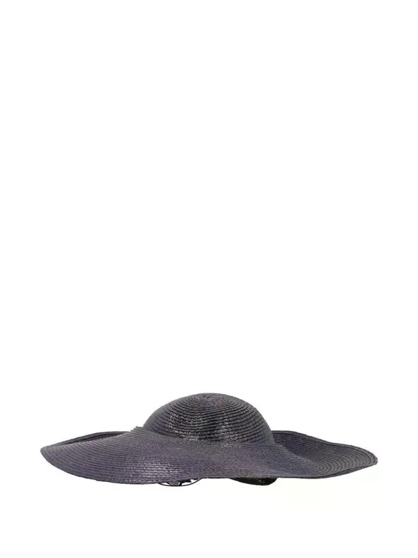 Vintage Floral Appliqué Wide Brim Hat
