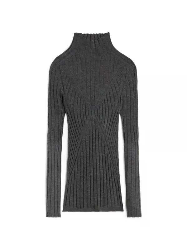 JIL SANDER High-neck Ribbed Sweater - Grey