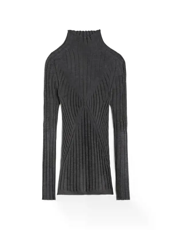 JIL SANDER High-neck Ribbed Sweater - Grey