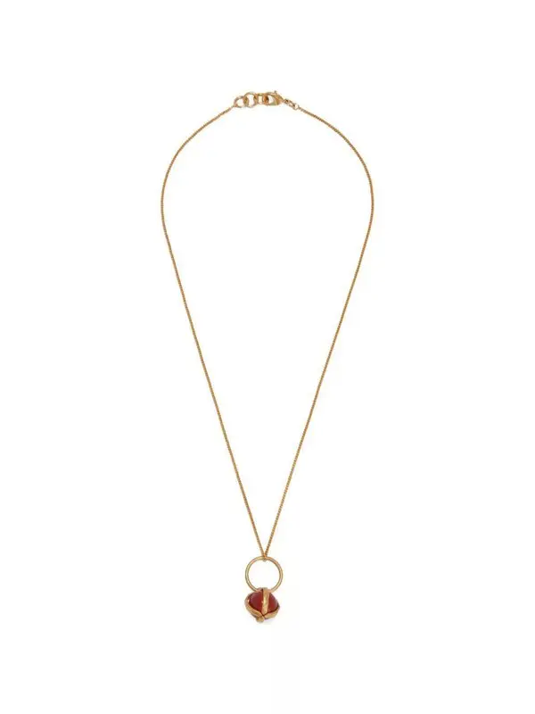 JIL SANDER Brass Agate Pendant Necklace
