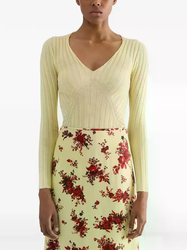 JIL SANDER Ribbed V-neck Top