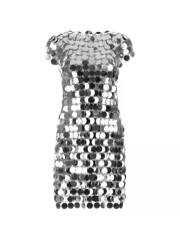 Rabanne Sparkle Disc Mini Dress - Silver