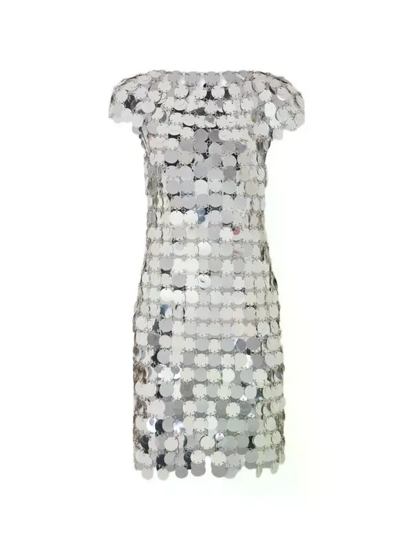 Rabanne Sparkle Disc Mini Dress - Silver