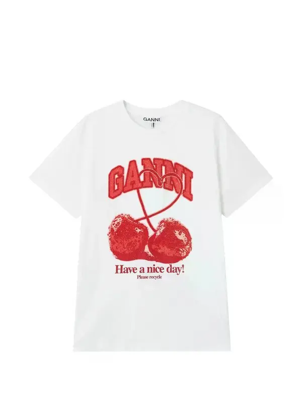 GANNI Cherry Graphic T-shirt - White
