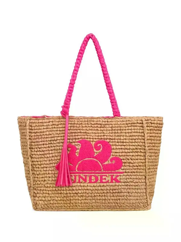 Sundek Logo Embroidered Tassel Detail Tote Bag - Neutrals