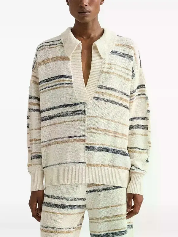 TWP Stripe Intarsia V-neck Sweater