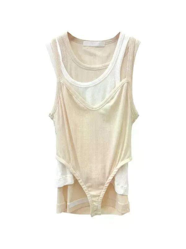 ALAINPAUL Ribbed Layered-effect Tank Top - Neutrals