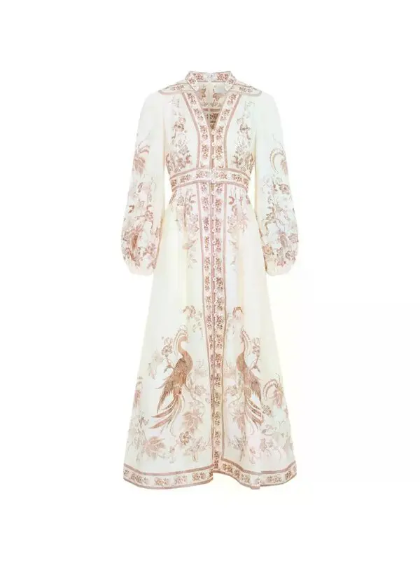 Zimmermann Indra Floral-print Midi Dress - Neutrals