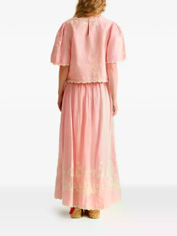 Carolina K Lela Embroidered Lace-trim Top - Pink