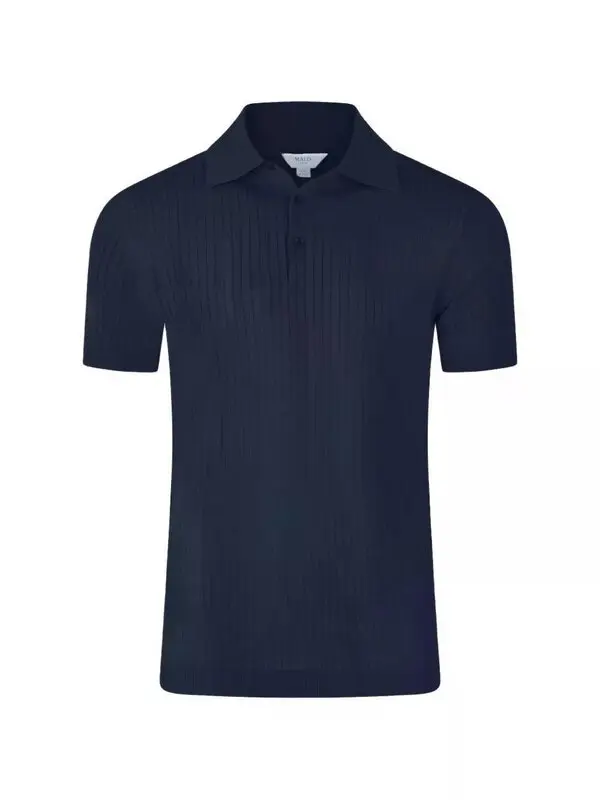 Malo Ribbed-knit Polo Shirt - Blue