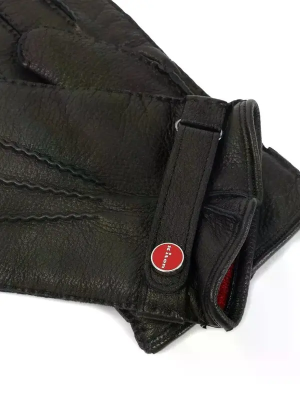 Kiton Logo Plaque Leather Gloves