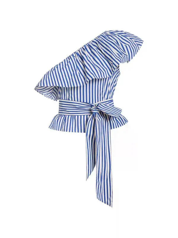 MARIE OLIVER Idah Ruffled One-shoulder Top - Blue