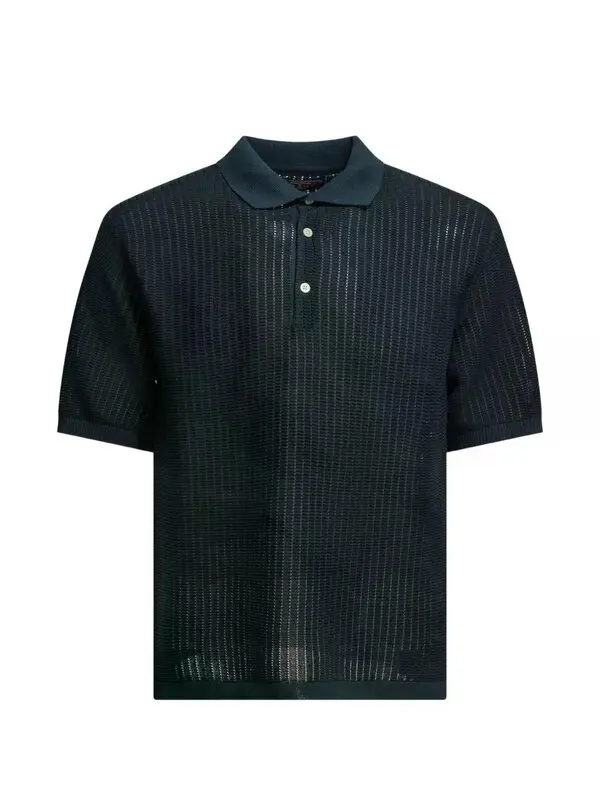 BEAMS Open-knit Short-sleeve Polo Shirt