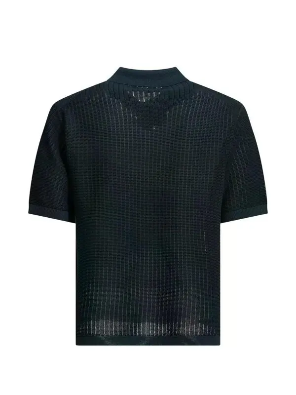 BEAMS Open-knit Short-sleeve Polo Shirt