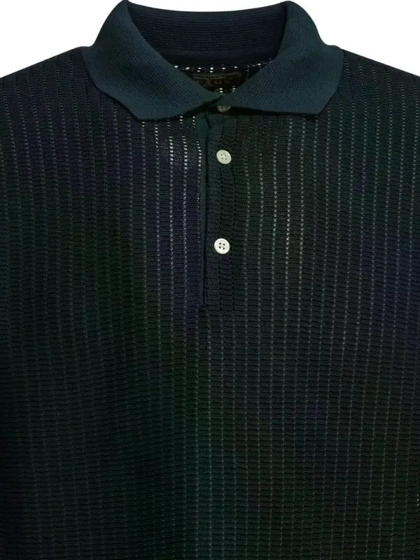 BEAMS Open-knit Short-sleeve Polo Shirt