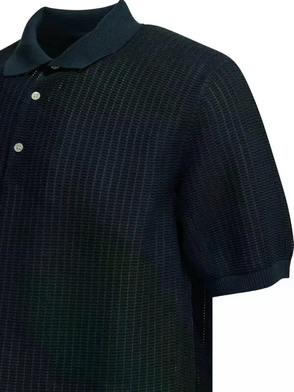 BEAMS Open-knit Short-sleeve Polo Shirt