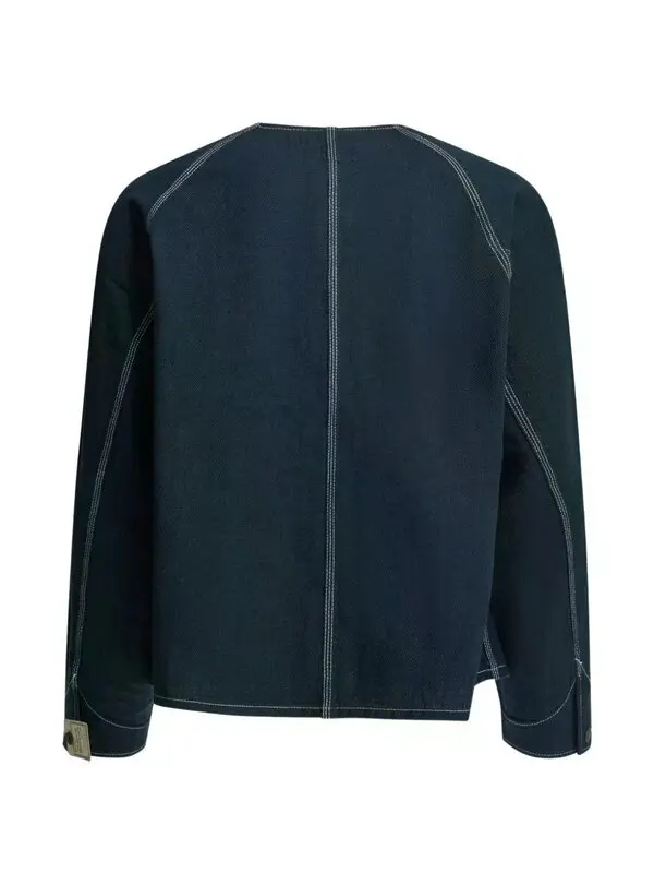 BEAMS Contrast-stitch Collarless Jacket