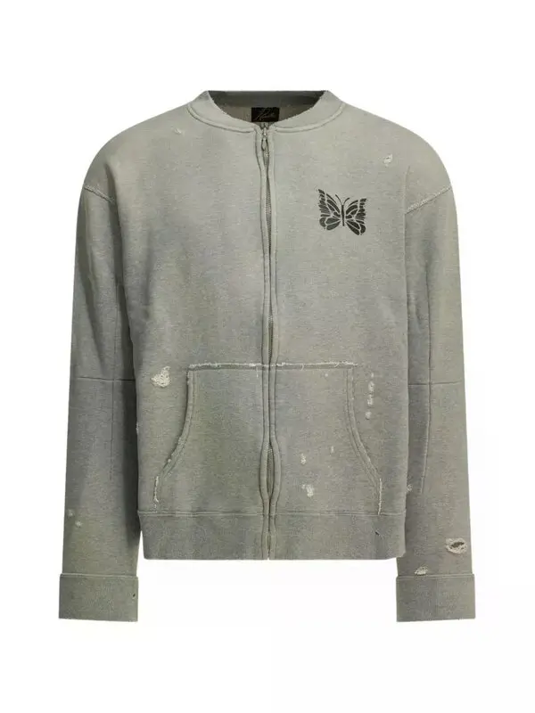 Needles Distressed Papillon Print Sweater - Grey