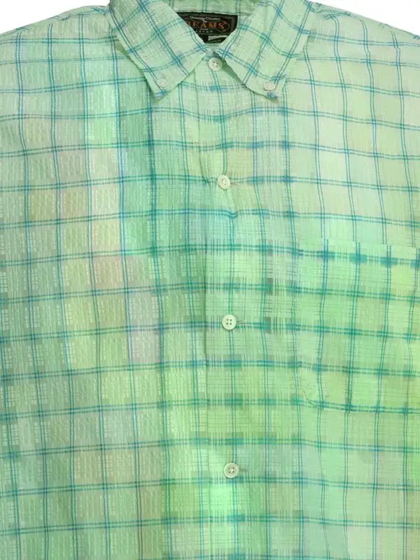 BEAMS Check-pattern Seersucker-texture Shirt