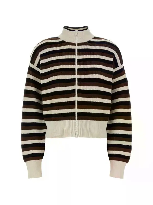 Brunello Cucinelli Striped Zip-up Cardigan - Neutrals