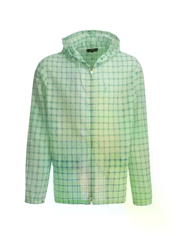 BEAMS Check Pattern Hooded Coat