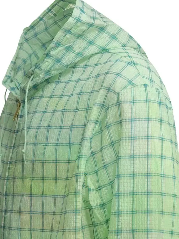 BEAMS Check Pattern Hooded Coat