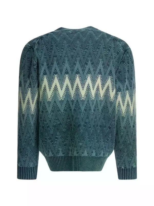 BEAMS Chevron Knit Cotton Cardigan
