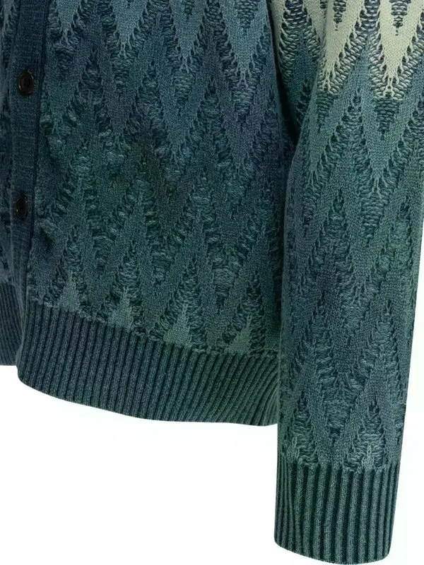 BEAMS Chevron Knit Cotton Cardigan