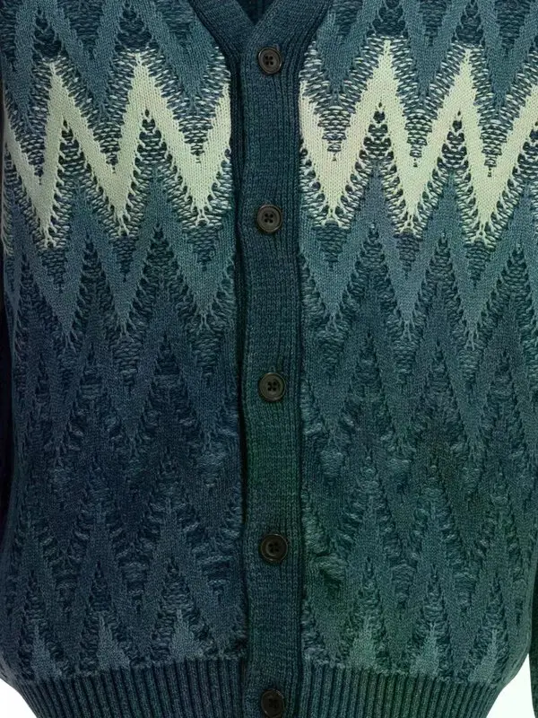 BEAMS Chevron Knit Cotton Cardigan