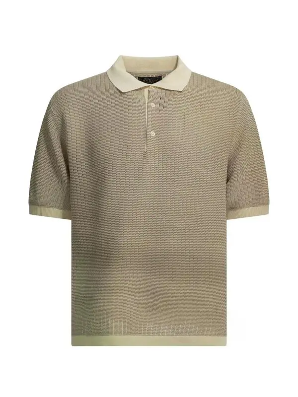 BEAMS Textured-knit Short-sleeve Polo Shirt - Neutrals