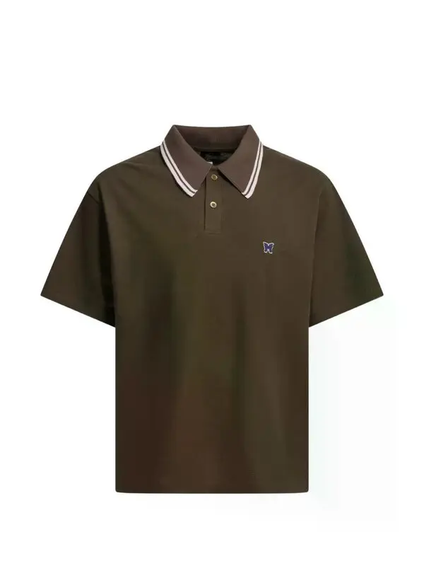 Needles Papillon-embroidered Polo Shirt - Brown