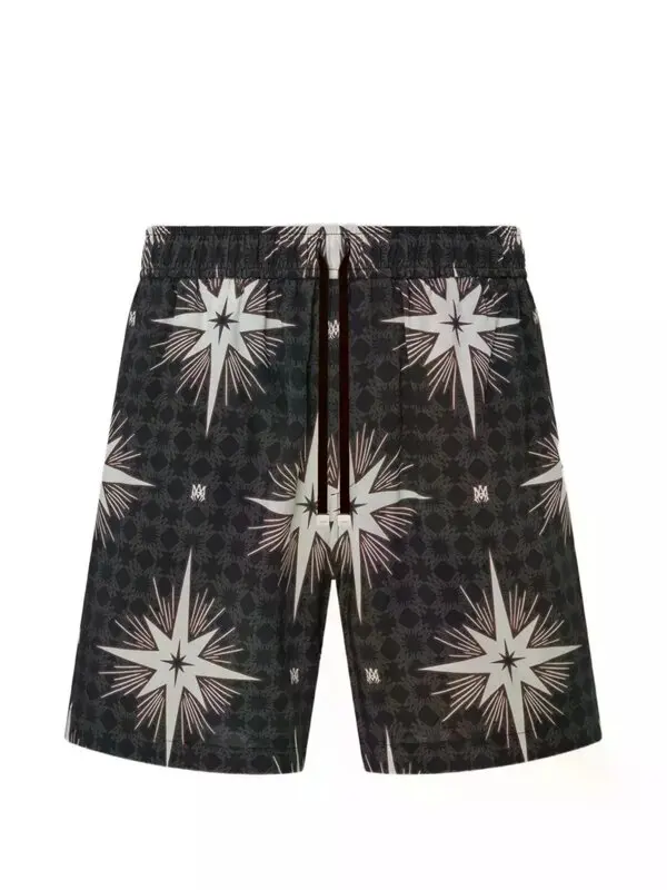Amiri Starburst Print Monogram Shorts - Black