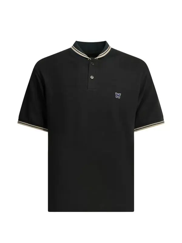 Needles Butterfly-embroidered Tipped Polo Shirt - Black