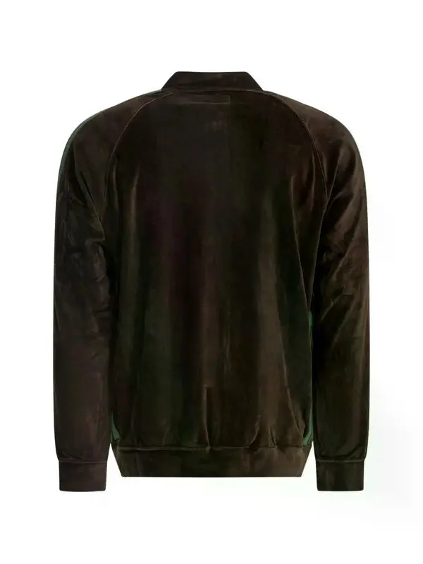 Needles Track Side-stripe Zip-up Cotton Sweatshirt - Brown