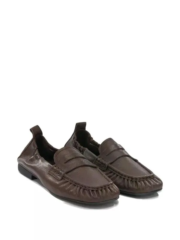 SUMMERY COPENHAGEN Ruched Leather Loafers