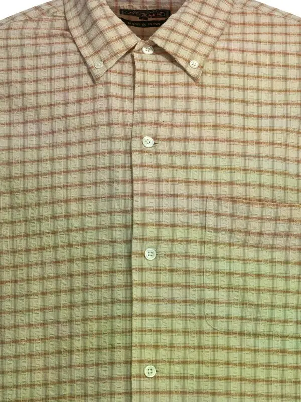BEAMS Check-pattern Seersucker-texture Shirt - Neutrals