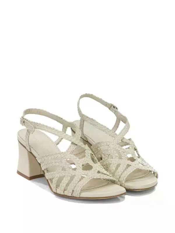 PONS QUINTANA Braided Leather Heeled Sandals - White