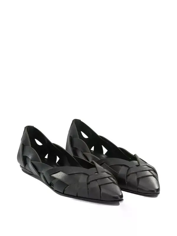 DEL CARLO Interwoven Pointed-toe Ballet Flats