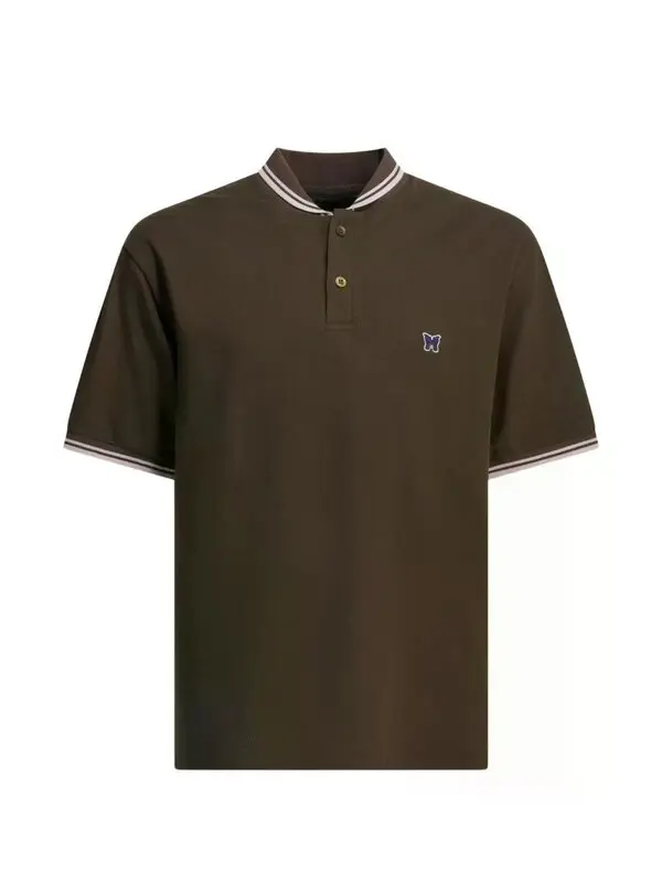 Needles Embroidered-logo Striped-trim Polo Shirt