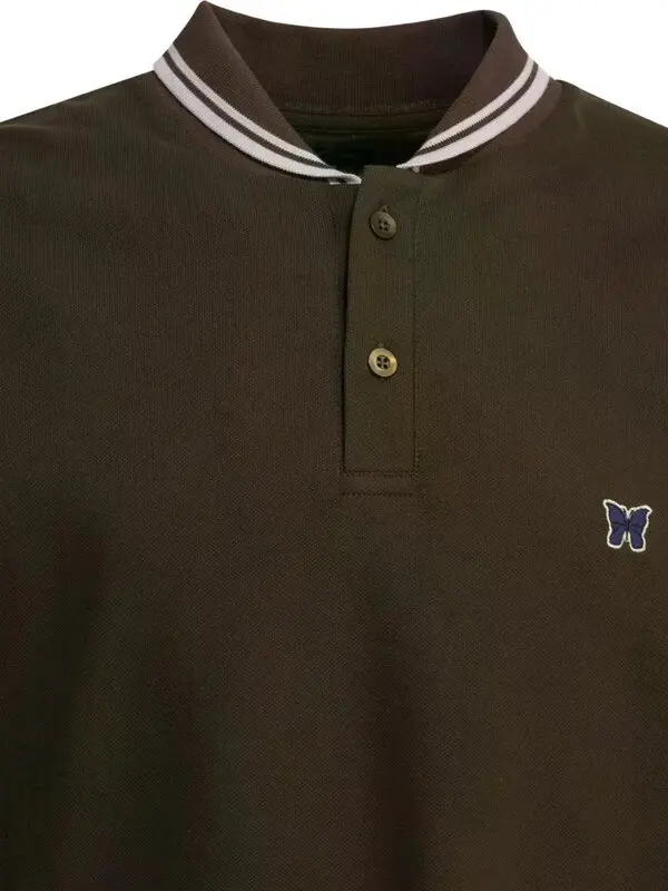 Needles Embroidered-logo Striped-trim Polo Shirt