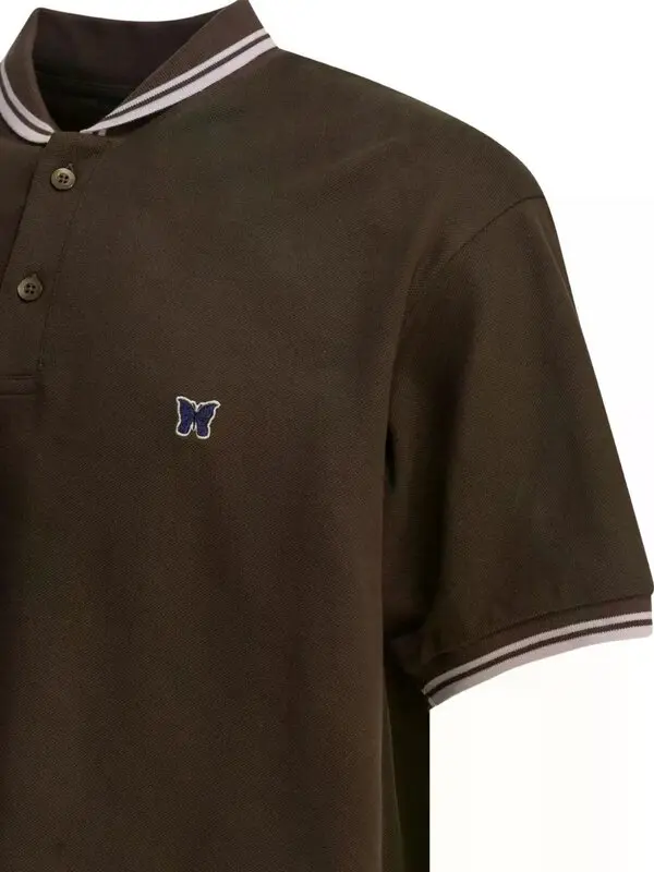 Needles Embroidered-logo Striped-trim Polo Shirt